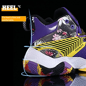 ASHION Mens Basketball Shoes Anti Slip Basketball Sneakers Lightweight Breathable Outdoor Cushioning Workout Sports Shoes Purple 10
