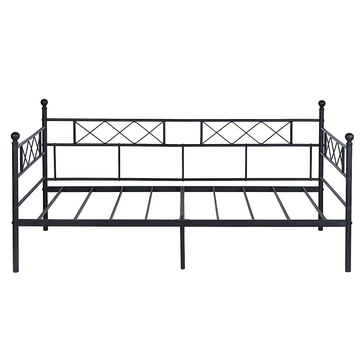 Twin Size Daybed Frame, No Box Spring Needed Day Bed Fram, Twin Bed Frames Metal Sofa Bed for Living Room Guest Room Apartment, Black