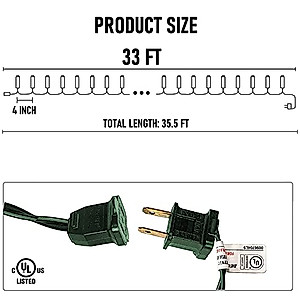 Dazzle Bright St. Patrick's Day String Lights, 100 LED 33FT Waterproof Connectable String Lights, 120V UL Certified Christmas Decorations for Garden Yard Indoor Outdoor (Green)