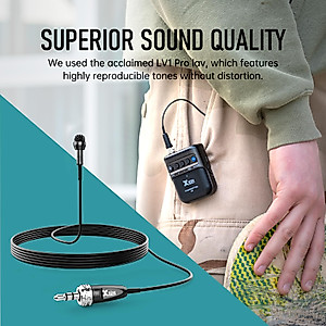 Xvive U5T2 Wireless Lavalier Microphone System for DSLR Cameras, Camcorders,with 2.4Ghz Dual-Channel, Noise Reduction, Mute,Hold Switch