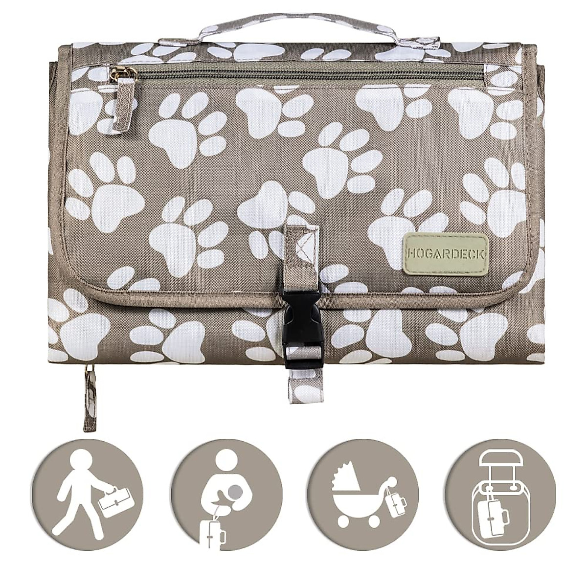 Portable Baby Diaper Changing Pad, hogardeck Waterproof Travel Changing Table Pad for Newborn, Extended Cushioned Changing Mat with Head Pillow and Baby Stuff Pockets, Baby Shower Gifts