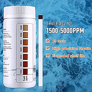 TRUEDIRECTION Salt Water Test Strips for Testing Sodium Chloride Content in Pool and Spa, Saltwater Chlorine Testing kit of 1500-5000 ppm