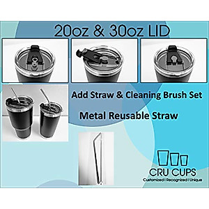 Custom Laser Engraved Insulated 20oz & 30oz Tumblers w/Splash Proof Lid - Personalized Gifts (30oz Tumbler, Black)