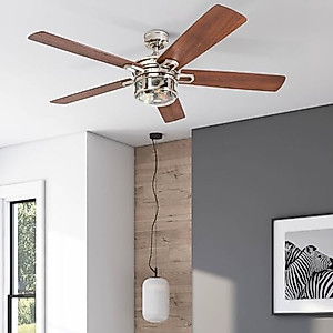 Honeywell Ceiling Fans Bonterra, 52 Inch Contemporary Indoor LED Ceiling Fan with Light and Remote Control, Dual Finish Blades, Reversible Motor - Model 50610-01 (Brushed Nickel)
