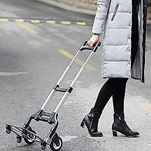 NEOCHY Trolleys,Shopping Cart Aluminum Alloy Trolley Car Foldable Portable Luggage Cart Trailer Telestrolley Car Cart Grocery Cart/Black