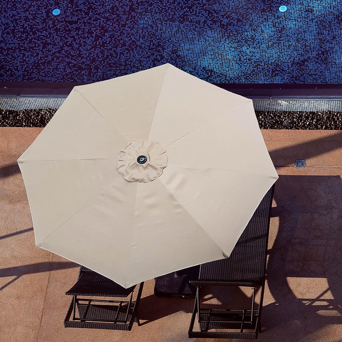 ontheway 11FT Patio Umbrella with 8 Ribs and Rust-Resistant Frame and Crank, UV Protection Outdoor Table Umbrella (Beige, 11FT)