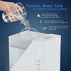 Elecameier Ultrasonic Humidifiers for Bedroom,5.0L Cool and Warm Mist with Remote Control,Essential Oil Tray,Automatic Humidity Control,LCD Display,Auto Shut-Off,and 30dB Quiet Operation,White