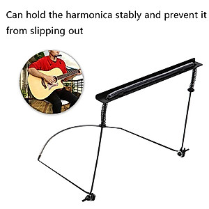 Harmonica Stand 24Hole Metal Harmonica Holder with Adjustable Neck Type Musical Wind Instrument Accessories(Black Silver Gold)(Black)
