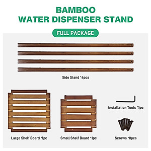 Natural Bamboo Water Dispenser Stand (30" Hight-8" Wide), New Upgrade 5 Gallon Water Jug Stand for 1-5 Gallon Water Dispensers, Water Dispenser Floor Stand for Kitchen, Living Room, Office, etc.