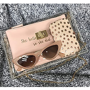 expouch Clear Purse Crossbody Shoulder Bag Handbag for Women, Stadium Approved (gold)