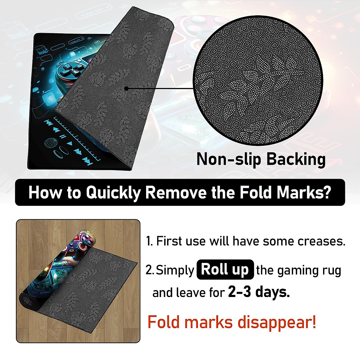 Lacut Game Area Rug Teen Boys Carpet, 3D Gaming Rugs Gamepad Controller Mat for Boys Girls Bedroom Playroom, Non-Slip Gamer Rugs Children Gaming Area Rugs(3D Game Pattern 1, 60" x 40")