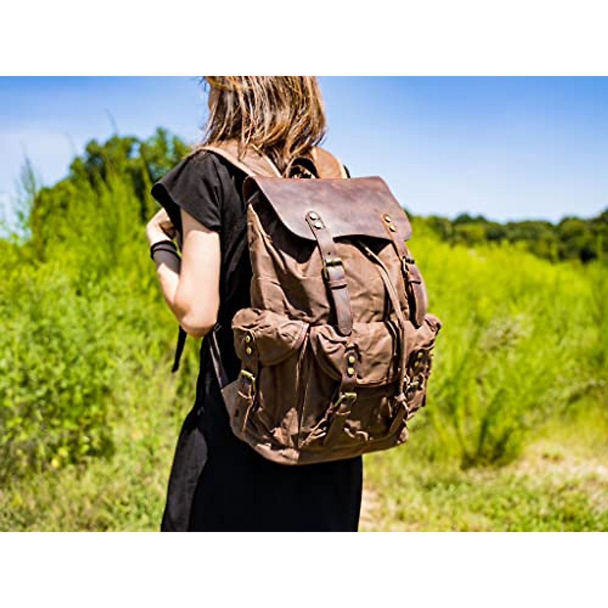 olpr. Canvas and leather backpack (Brown)