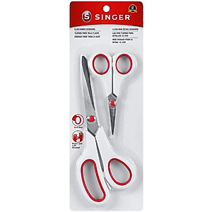 SINGER 3404 Scissors, 1-Pack, Red & White