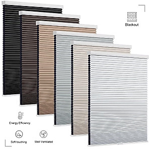 Changshade Cordless Blackout Cellular Shade, Honeycomb Shade with The Diameter of 1.5 inch Honeycombs, Room Darkening Pleated Window Shade for Bedroom, Children Room, 24 inches Wide, Taupe CEL24TP64C