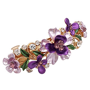 4 Colorful Vintage Decorative Flower Design Metal Gold Tone French Barrettes Hair Clasps Accessories Women Girls