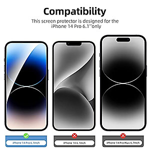 NEW'C [3 Pack] Designed for iPhone 14 Pro (6,1") Screen Protector Tempered Glass, Case Friendly Ultra Resistant