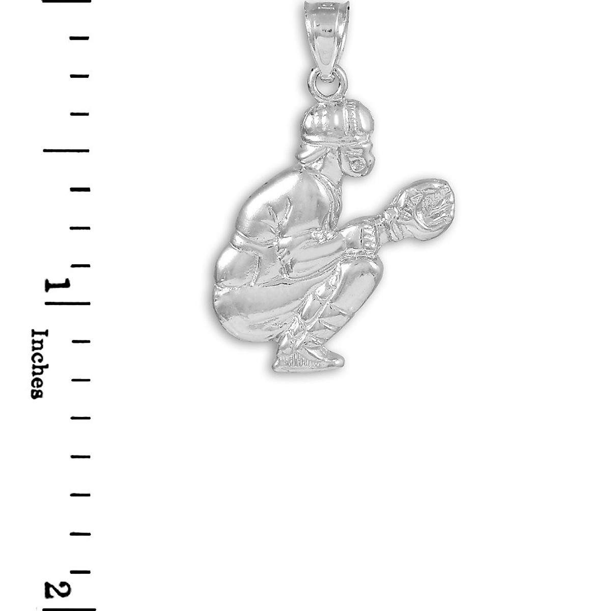 925 Sterling Silver Baseball Catcher Sports Charm Pendant