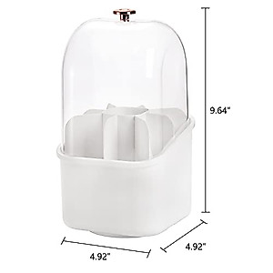 Fasmov 2 Pack Makeup Brush Holder Organizer, 360 Rotating Makeup Organizer with Clear Cover Cosmetics Storage Display Case, 8 Compartment Cosmetic Display Case for Vanity Desktop Bathroom Countertop