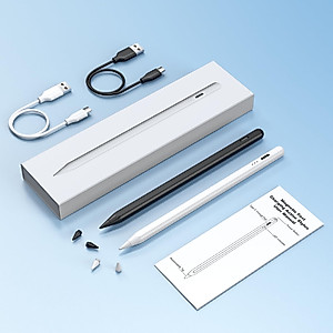 Stylus Pen for iPad W/Palm Rejection Tilt Sensor,13Mins Fully Charged,MEKO Active Apple Pencil iPad Pen Compatible W/iPad 6/7/8/9/10,iPad Pro12.9/11"/M4,iPad Air3/4/5/6,iPad mini5/6(White/Black)