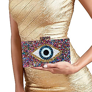 LETODE Clutch Purses for Women-Evil Eye Acrylic Clutch Glitter Purse Evening Bag Chain Shoulder Crossbody Handbags(MULTICOLOR)