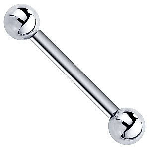 FreshTrends 14G 5/8" 14k White Gold Straight Barbell Tongue Nipple Ring