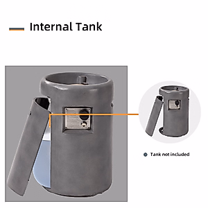 HOMPUS Propane Patio Fire Pit 40,000 BTU 16-inch Round Concrete Gas Fire Pit w Wind Guard,Lava Rocks and Rain Cover,Outside Smokless Firepit Column Outdoor Furniture for Garden,Deck,Backyard(Grey)