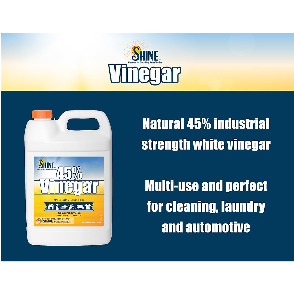 Energen of Carolina 45 Percent White Vinegar, 450 Grain Vinegar Concentrate, 1 Gallon of Natural Concentrated Industrial Vinegar, 1 Gallon (128 Fl oz )