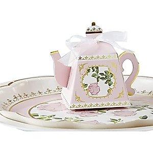 Kate Aspen, Tea Time Whimsy Collection, Teapot Tea Party Favor Box (Set of 24), One Size, Pink & Gold Foil (28592PK)
