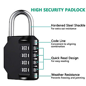 Combination Lock Resettable 4 Digit Padlock with Combination, AIHYTU Waterproof and Heavy Duty Combination Padlock Outdoor for School Gym Locker, Fence Gate, Toolbox, Employee Hasp Locker – 2 Pack