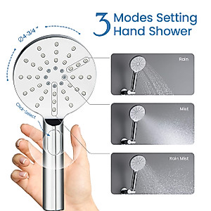 KIBI 2-Function Wall Mounted Circular Bathroom Shower System | Solid Brass Pressure Balanced Shower Faucet Set with High Flow Showerhead and Handheld Spray for Bathroom (Chrome, KSF403)