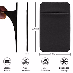 Fulgamo 3Pack Adhesive Phone Pocket,Cell Phone Stick On Card Wallet,Credit Cards/ID Card Holder(Double Secure) with Self Sticker for Back of iPhone,Android and All Smartphones. (Black)