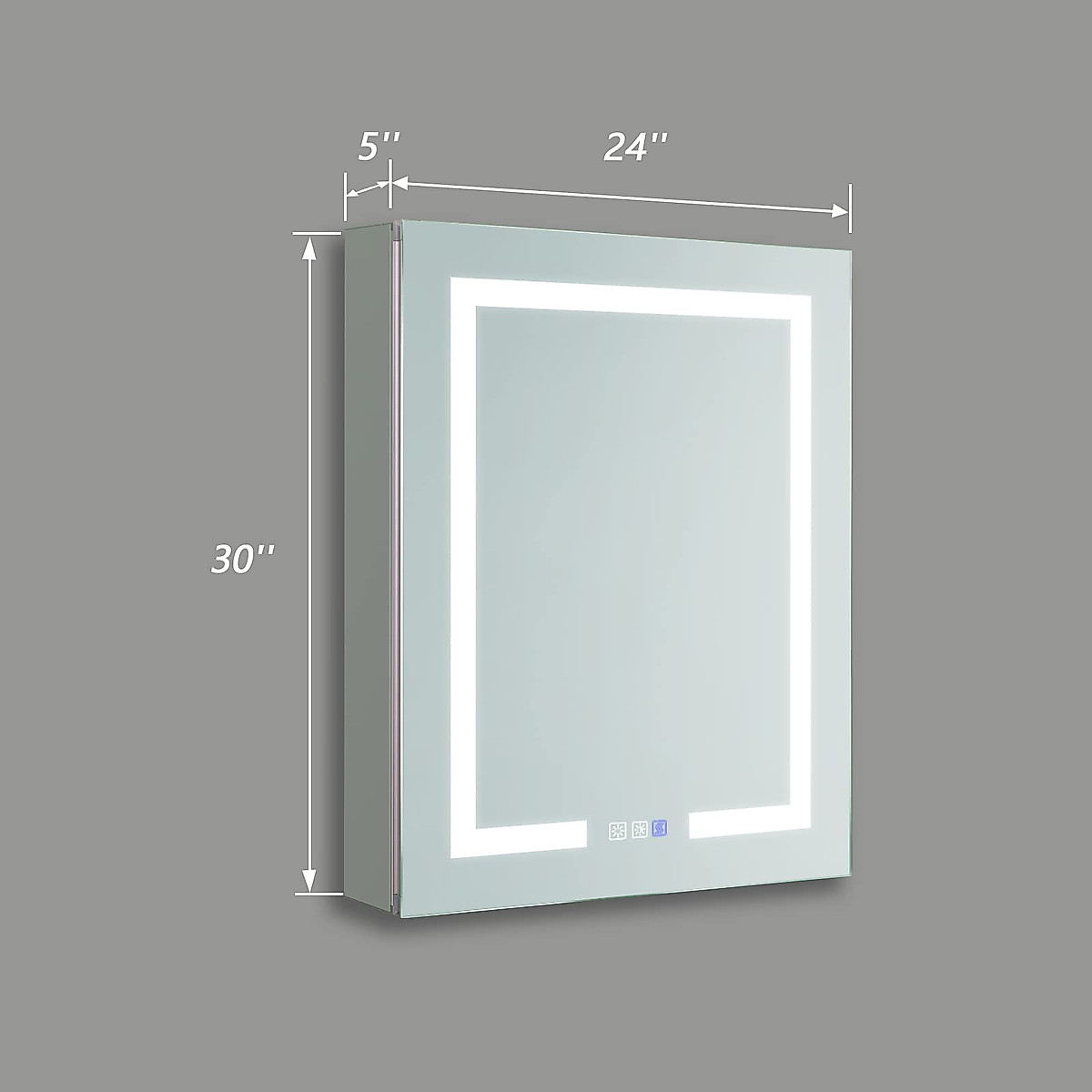 ES-DIY Lighted Medicine Cabinet with Mirror 24 x 30 Inch, Recessed or Surface Mount led Medicine Cabinet, 2 Outlets, Defog, Stepless Dimming,Medicine Cabinet Color Temper 3000K-6400K,Right Hinge