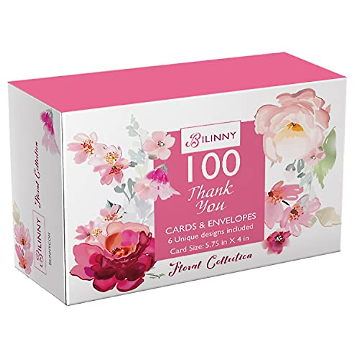 Bilinny Thank You Cards With Envelopes Bulk 100 Pack - Extra Thick Cards In Beautiful Gift Box.