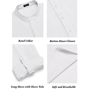 COOFANDY Men's 2 Pieces Cotton Linen Set Long Sleeve Henley Shirts Casual Beach Pants With Pockets Summer Yoga Outfits