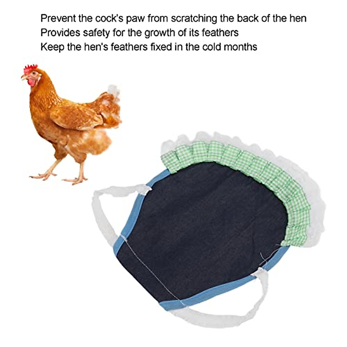 GLOGLOW Chicken Saddle Hen Apron, Chicken Saddle Feathers Protective Poultry Wing Back Protector Warm Comfortable Hens Back Wing Protection with Elastic Straps for Hen Care Supplies(Blue Cowboy)