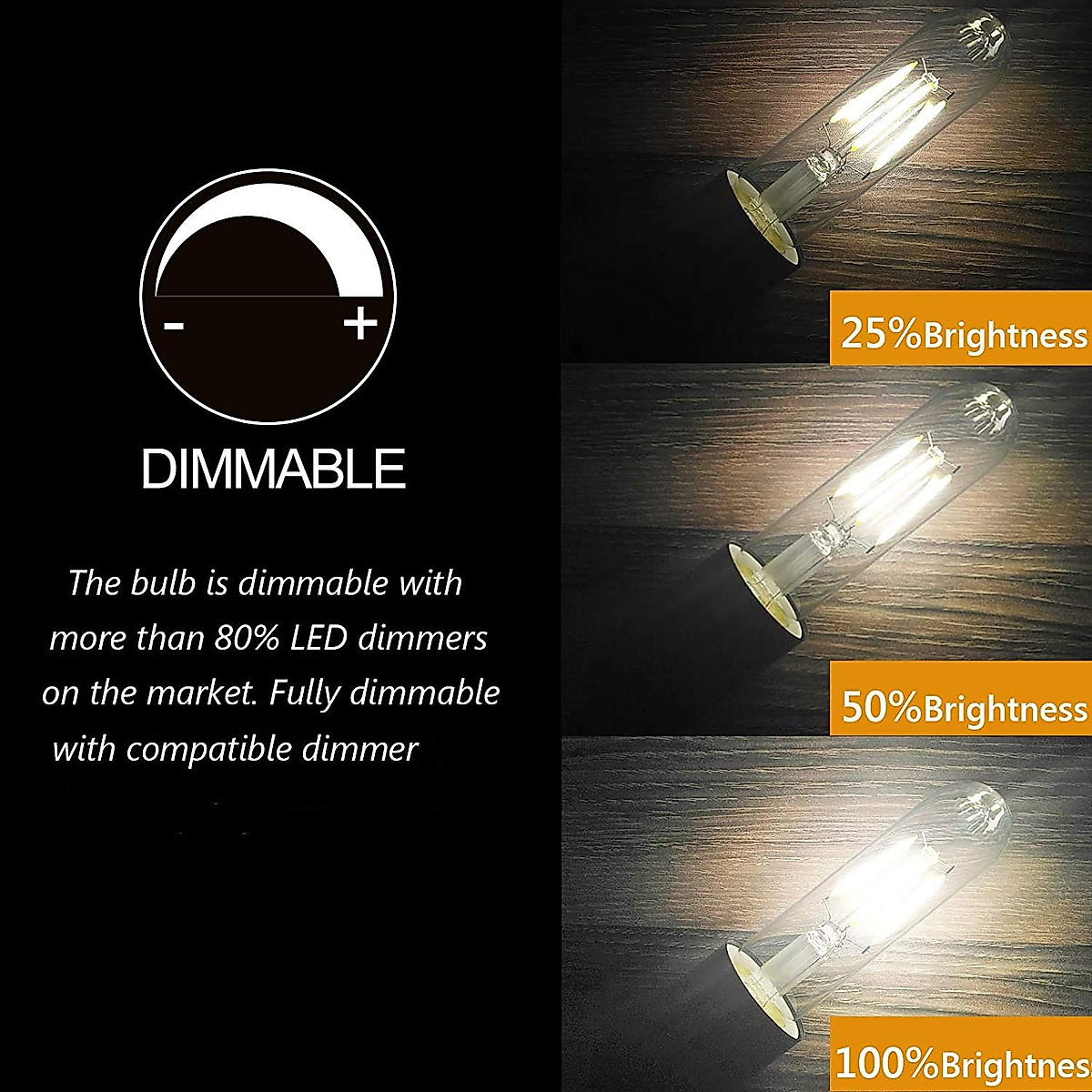 ASOKO E26 T10 Bulbs Daylight White 6W, Dimmable T10 Edison Bulb 60 watts 4000K, E26 Base LED Tubular Light Bulbs, Tube Vintage LED Edison Bulb for Desk Lamp, Pendant Lights, Home (3 Pack)