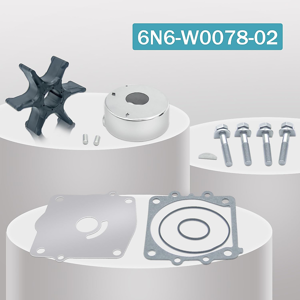 PumuHo Outboard Water Pump Repair Kits for Yamaha 115HP 130HP Sierra 18-3313 Outboard Engine 6N6-W0078-02