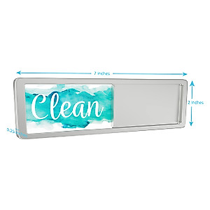 Aqua & Gray Sliding Clean Dirty Magnet for Dishwasher, Strong Dirty Clean Dishwasher Magnet, Aqua Watercolor Dish Indicator with 2 Adhesive Stickers