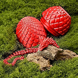 Dragon Egg 12In Dragon Toy 3D Printed Dragon Fidget Toys, 3D Printed Dragon Egg with Articulated Dragon Inside, Fidget Toys for Autism/ADHD, Easter Gifts(Bluegreen)