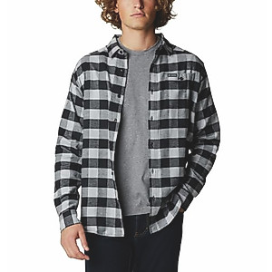 Columbia Men's Cornell Woods Flannel Long Sleeve Shirt, Grey Buffalo Check, Large