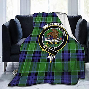 Jun2K Ultra-Soft Micro Fleece Blanket,Graham Tartan Clan Badge Throw Blanket Sheet 80"x60"