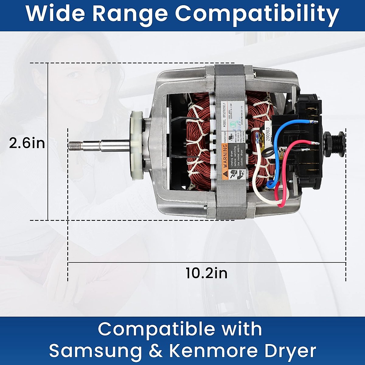 Lapert Dryer Motor Compatible with samsung DV42H5200EP/A3 DV42H5200EW/A3 DV42H5200GF/A3 DV42H5200GP/A3 DV42H5200GW/A3 DV42H5400GF/A3 DV42H5400EF/A3 DV42H5400EW/A3 DV42H5400GW/A3 DV42H5600EP/A3 Dryer