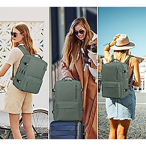 Bagsure Large Travel Backpack for Women Men, 45L Expandable Carry On Backpack, 17 Inch Laptop Backpack Waterproof College Business, Flight Approved