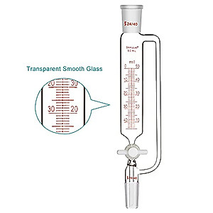 stonylab Pressure Equalizing Graduated Addition Funnel, Borosilicate Glass Dropping Funnel 24/40 Joint 50 ml with PTFE Stopcock for Laboratory (50 ml)