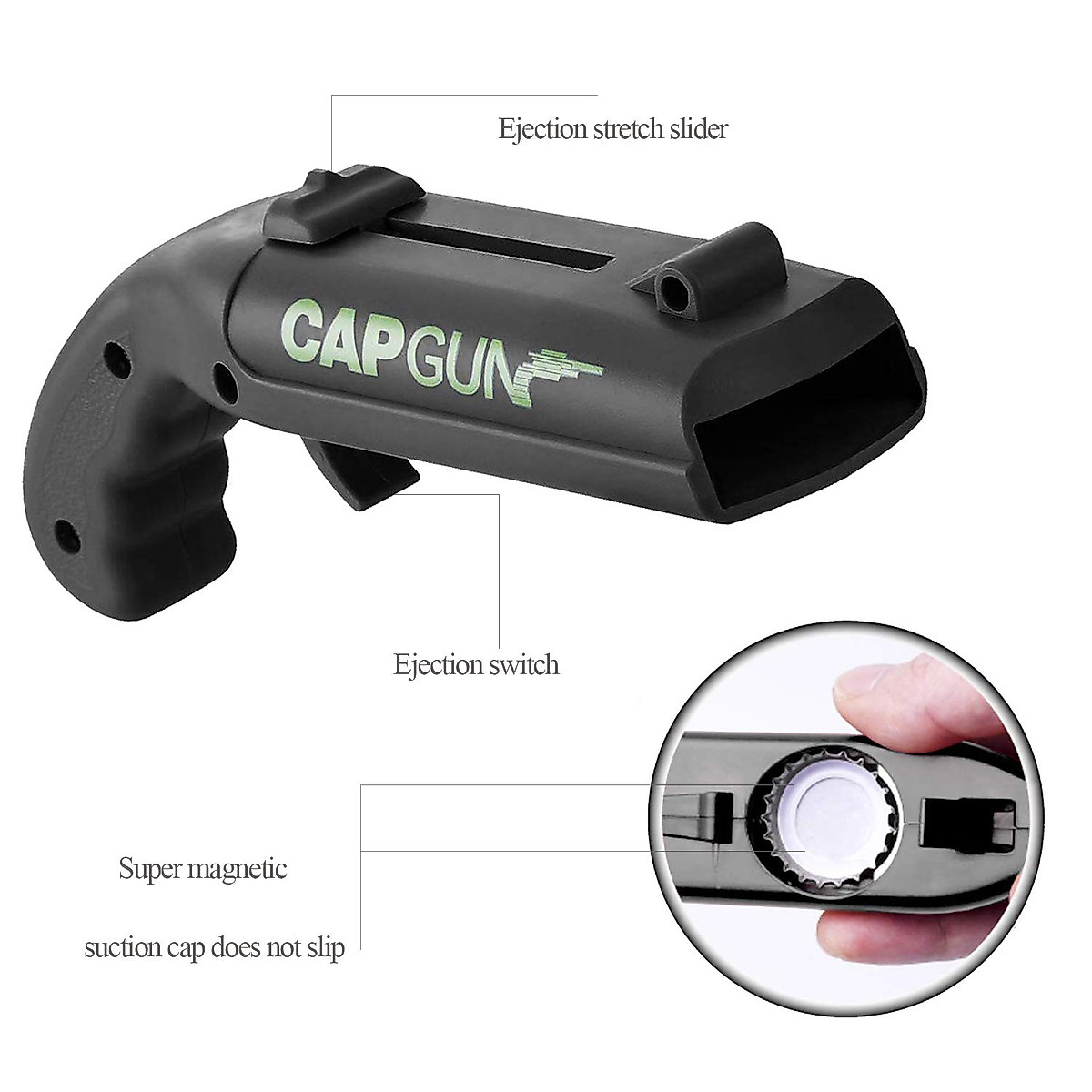 Bottle Opener,Funny Launcher Shooter Bottle Opener for Creative Game,Family Party,Bar ,Outdoor Barbecue,Plastic(Black&Blue)