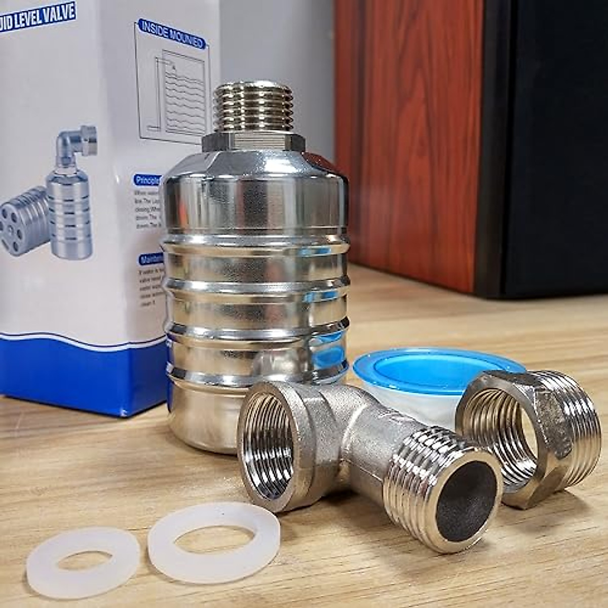 304 Stainless Steel Fully Automatic Water Level Control Float Valve, 1/2" 3/4" Auto Shut Off Mini Float Valve, No need electricity Automatic Water Level Controller for Water Tank, water towers