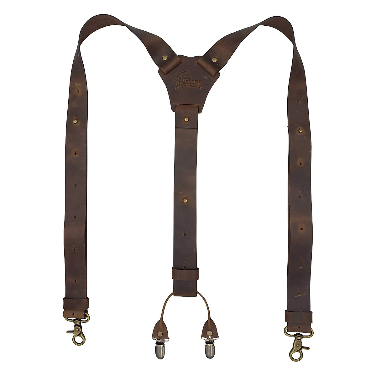Suspenders Dark Brown Leather Wide 1.36 inch | Wiseguy Original