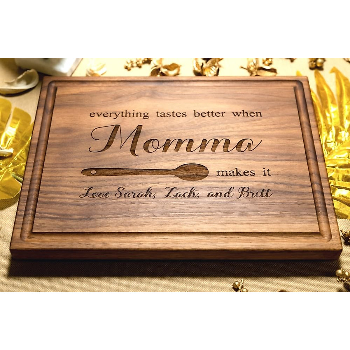 Walnut Artisan Personalized Cutting Boards, Custom Mother's Day Gift Idea, Wood Engraved Charcuterie Cheese Board for Grandmother, Momma Design 107