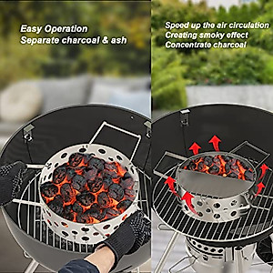 Skyflame Stainless Steel Charcoal Chamber& Heat Deflector, BBQ Smoking Gilling Kit Compatible With 22” Weber Kettle Grills Cooking - U.S. Design Patent, Turns Your Charcoal Grill Into a Smoker or Outdoor Oven