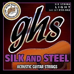 GHS Strings 345 Silk And Steel, Silver-Plated Copper Acoustic Guitar Strings, Light (.010-.042)